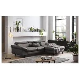 Ecksofa Home Affaire "Pilot L-Form" Sofas Gr. B/H/T: 268cm x 73cm x 108cm, NaturLEDER, Recamiere rechts, mit Kopfteilverstellung-ohne Bettfunktion-ohne Bettkasten, braun (cacao) wahlweise mit Bettfunktion und Bettkasten