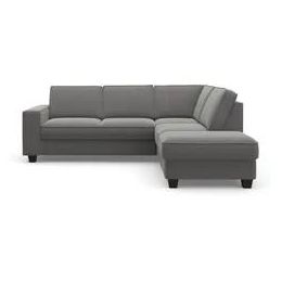 Ecksofa Home Affaire "County L-Form" Sofas Gr. B/H/T: 236cm x 81cm x 213cm, Struktur fein, Ottomane rechts, ohne Bettfunktion-ohne Bettkasten, grau wahlweise Ottomane links oder rechts, mit Federkern-Polsterung