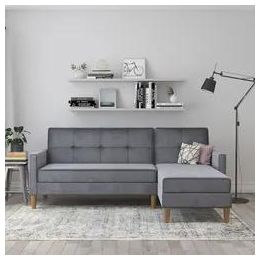 Ecksofa DOREL HOME "Lilly, L-Form" Sofas Gr. B/H/T: 212cm x 82cm x 153cm, Veloursstoff, Recamiere beidseitig montierbar, grau (anthrazit) mit Bett-Funktion, Recamiere beidseitig montierbar, Sitzhöhe 43 cm