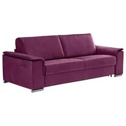 Schlafsofa Egoitaliano "Cecilia, modern & elegant, erstklassiger Sitzkomfort, Dauerschläfer" Sofas Gr. B/H/T: 234cm x 85cm x 102cm, Luxus-Microfaser BLUSH, pink (fuchsia) inkl. Matratze und hochwertigem Metallbettrahmen, toller Schlafkomfort