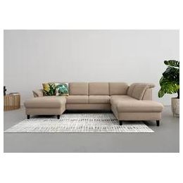 Sit & More Wohnlandschaft SIT&MORE "Maggiore U-Form" Sofas Gr. B/T: 312 cm x 224 cm, Soft clean, Ottomane rechts, mit Kopfteilverstellung-ohne Bettfunktion-ohne Stauraum-Fussfarbe: schwarz matt, grau (taupe) wahlweise mit Kopfteilverstellung, Bettfunktion und Stauraum