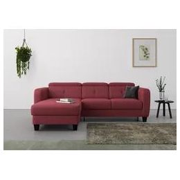 Sit & More Ecksofa SIT & MORE "Belluci L-Form" Sofas Gr. B/H/T: 247cm x 85cm x 170cm, Luxus-Microfaser Florence, Recamiere links, mit Bettfunktion-mit Bettkasten, rot (bordeaux) inklusive Federkern, wahlweise mit Bettfunktion und Bettkasten