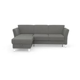 Sit & More Ecksofa SIT & MORE "Visby L-Form" Sofas Gr. B/H/T: 248cm x 87cm x 162cm, Struktur fein, Recamiere links, mit Bettfunktion-mit Bettkasten, grau wahlweise mit Bettfunktion und Bettkasten, frei im Raum stellbar