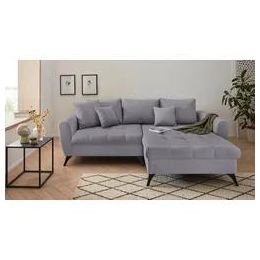 Ecksofa Inosign "Lörby L-Form" Sofas Gr. B/H/T: 246cm x 90cm x 170cm, Luxus-Microfaser weich, Recamiere rechts, Luxus Microfaser weich, grau Belastbarkeit bis 140kg pro Sitzplatz, auch mit Aqua clean-Bezug