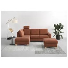 Ecksofa Home Affaire "Summer L-Form" Sofas Gr. B/H/T: 236 cm x 91 cm x 170 cm, Feincord, Ottomane links, ohne Bettfunktion-ohne Bettkasten-ohne Federkern, rosegold (kupfer) mit Ottomane, wahlweise Bettfunktion und Bettkasten, Cord-Bezug