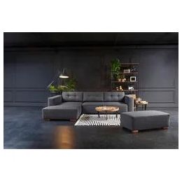 Ecksofa Tom Tailor HOME "HEAVEN CHIC XL" Sofas Gr. B/H/T: 302cm x 85cm x 221cm, Struktur fein TBO, Recamiere links, mit Bettfunktion-mit Bettkasten, grau (woven grey tbo 19) aus der COLORS COLLECTION, wahlweise mit Bettfunktion & Bettkasten