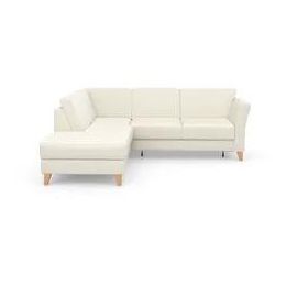 Sit & More Ecksofa SIT & MORE "Visby L-Form" Sofas Gr. B/H/T: 248cm x 87cm x 213cm, Struktur fein, Ottomane links, mit Bettfunktion-mit Stauraum, beige (linen) Wahlweise mit Bettfunktion und Stauraum, frei im Raum stellbar