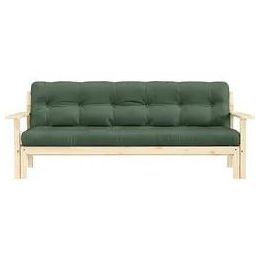 Schlafsofa KARUP DESIGN "Unwind" Sofas Gr. B/H/T: 190cm x 14cm x 92cm, Baumwollmix, grün (olive green) Mit Holzstruktur, inkl. Futonmatratze, Liegefläche 130x190 cm