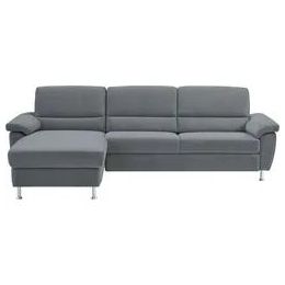 Ecksofa CALIZZA INTERIORS "Onyx L-Form" Sofas Gr. B/H/T: 270cm x 90cm x 158cm, Samtoptik, Recamiere links, ohne Bettfunktion ohne Bettkasten, grau (1032 grey) Recamiere links oder rechts, wahlweise mit Bettfunktion, Breite 270 cm