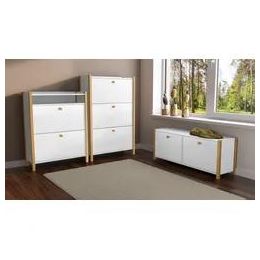 Schuhkipper Andas Sideboards Gr. B/H/T: 84cm x 132cm x 26cm, braun (weiss, eiche) im skandinavischen Design