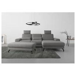 Sit & More Ecksofa SIT & MORE "Cinturo L-Form" Sofas Gr. B/H/T: 283 cm x 88 cm x 175 cm, Soft clean, mega-Recamiere rechts, inklusive Sitztiefenverstellung-inklusive Federkern, grau inklusive Sitztiefenverstellung und Federkern, Sitzhöhe 45 cm