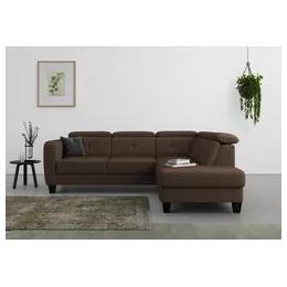 Sit & More Ecksofa SIT & MORE "Belluci L-Form" Sofas Gr. B/H/T: 249cm x 85cm x 195cm, Luxus-Microfaser ALTARA NUBUCK, Ottomane rechts, ohne Bettfunktion-ohne Bettkasten, braun (dunkelbraun) inklusive Federkern, wahlweise mit Bettfunktion und Bettkasten