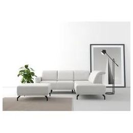 Sit & More Ecksofa SIT & MORE "Bailando L-Form" Sofas Gr. B/H/T: 249cm x 84cm x 205cm, Soft clean, Ottomane rechts, mit Kopfteilverstellung-mit Vorziehsitz motorisch, grau (hellgrau) wahlweise mit Kopfteilverstellung und Vorziehsitz, motorisch