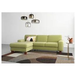 Ecksofa Home Affaire "Vision L-Form" Sofas Gr. B/H/T: 252cm x 90cm x 164cm, Struktur weich, Recamiere links, mit Bettfunktion-mit Bettkasten, grün mit Federkern, wahlweise Bettfunktion und Bettkasten