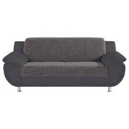 3-Sitzer Trendmanufaktur Sofas Gr. B/H/T: 207cm x 85cm x 94cm, Kunstleder SOFTLUX-Struktur, Ohne Federkern, grau (dunkelgrau/grau/weiß) wahlweise mit Federkern