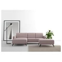 Sit & More Ecksofa SIT & MORE "Bailando L-Form" Sofas Gr. B/H/T: 251cm x 84cm x 163cm, Chenille, Recamiere links, mit Kopfteilverstellung, rosa (rose) wahlweise mit Kopfteilverstellung und Vorziehsitz, motorisch