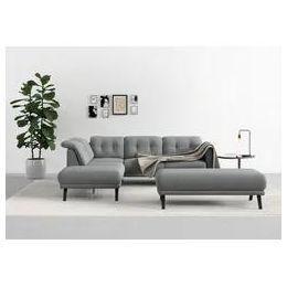 Sit & More Ecksofa SIT & MORE "Scandia L-Form" Sofas Gr. B/H/T: 271cm x 82cm x 214cm, Chenille, Ottomane links, Mit Kopfteilverstellung-Mit Armteilfunktion-Mit schwarzen matten Metallfüßen, grau Wahlweise mit Kopfteilverstellung und Armteilfunktion