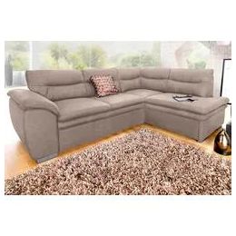 Ecksofa COTTA "Leandra L-Form" Sofas Gr. B/H/T: 250 cm x 88 cm x 90 cm, Luxus-Microfaser, Ottomane rechts, ohne Bettfunktion, braun (schlamm) wahlweise mit Bettfunktion und Bettkasten