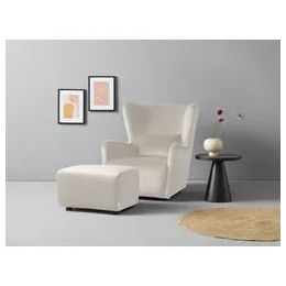 Ohrensessel LeGer Home by Lena Gercke "Levke Sessel" Sessel Gr. Samtoptik, mit Hocker, B/H/T: 86cm x 98cm x 80cm, beige (creme) wahlweise mit oder ohne Hocker