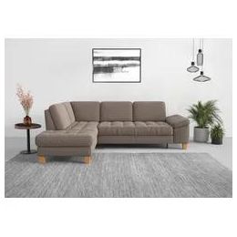 Sit & More Ecksofa SIT & MORE "Westham L-Form" Sofas Gr. B/H/T: 261cm x 88cm x 179cm, Struktur weich, Ottomane links, mit Federkern-mit Bettfunktion-mit Armteilverstellung-mit Sitztiefenverstellung-mit Stauraum, grau (taupe) mit Ottomane, oder ohne Bettfunktion, Bettkasten, Verstellung