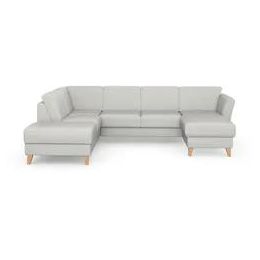 Sit & More Wohnlandschaft SIT&MORE "Visby U-Form" Sofas Gr. B/H/T: 303 cm x 87 cm x 213 cm, Soft clean, Ottomane links, ohne Bettfunktion-ohne Stauraum, grau (hellgrau) wahlweise mit Bettfunktion und Stauraum, frei im Raum stellbar