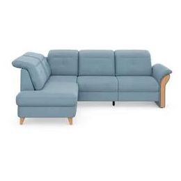 Ecksofa Home Affaire "Dangast L-Form" Sofas Gr. B/H/T: 269cm x 92cm x 200cm, Easy care, Ottomane links, mit 1 motorischer Relaxfunktion-ohne Bettfunktion und Bettkasten, blau (hellblau) Kopfteilverstellung, wahlweise mit motorischer Relaxfunktion