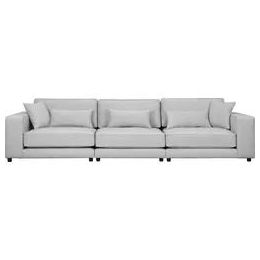 Big-Sofa OTTO products "Grenette" Sofas Gr. B/H/T: 317cm x 77cm x 102cm, Samtoptik recycelt, grau (hellgrau) Modulsofa, im Baumwoll-Leinenmix oder aus recycelten Stoffen