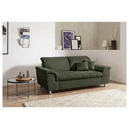 2-Sitzer DOMO collection "Franzi" Sofas Gr. B/H/T: 190cm x 81cm x 105cm, Struktur fein, mit Kopfteilverstellung, grün wahlweise mit Kopfteilverstellung, inklusive Zierkissen