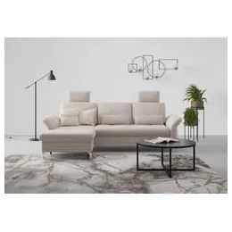 Ecksofa Inosign "Palm Beach L-Form" Sofas Gr. B/H/T: 269 cm x 89 cm x 175 cm, Luxus-Microfaser Euphoria, mega-Recamiere links, mit Sitztiefenverstellung-ohne Bettfunktion-ohne Bettkasten-ohne Armteilverstellung, grau (elephant) Federkern, mit Sitztiefenverstellung, wahlweise Bettfunktion