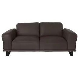 2-Sitzer W.Schillig "montanaa" Sofas Gr. B/H/T: 192cm x 78cm x 94cm, Longlife Xtra-Leder Z59, braun (braun z59) mit Metallkufen in Schwarz pulverbeschichtet, Breite 192 cm