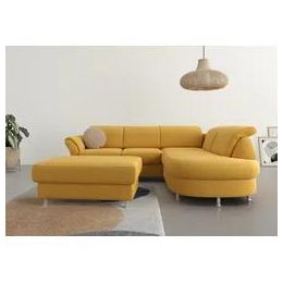 Sit & More Ecksofa SIT & MORE "Apulia L-Form" Sofas Gr. B/H/T: 250cm x 78cm x 212cm, Struktur weich, langer Schenkel links, ohne Bettfunktion-ohne Bettkasten-ohne Armteilverstellung-ohne Kopfteilverstellung, gelb (mustard) wahlweise Bettfunktion, Bettkasten und Kopf- Armteilverstellung