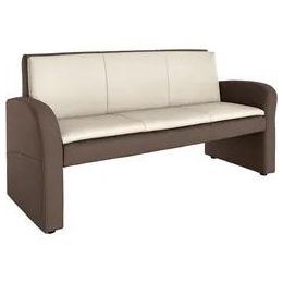 Hockerbank exxpo - SOFA FASHION "Cortado, 3-Sitzer mit hohem Sitzkomfort" Hocker Gr. B/H/T: 182cm x 89cm x 67cm, braun (braun/creme) Polsterbank Hocker hohe Bodenfreiheit, schöne Detailverarbeitung, wahlweise Lederbezug