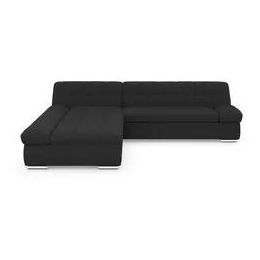 Ecksofa DOMO collection "Mona L-Form" Sofas Gr. B/H/T: 297cm x 80cm x 173cm, Feinstruktur, Recamiere links, ohne Funktion, grau (anthrazit) wahlweise mit Bettfunktion