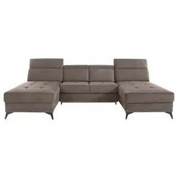 Wohnlandschaft Inosign "Cardiz U-Form" Sofas Gr. B/H/T: 296 cm x 83 cm x 173 cm, Luxus-Microfaser Paris, gleichschenklig, mit Bettfunktion-mit Bettkasten, grau (taupe) inkl.Kopfteilverstellung und Federkern wahlweise mit Bettfunktion