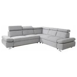 Ecksofa exxpo - SOFA FASHION "Happy, L-Form" Sofas Gr. B/H/T: 274cm x 98cm x 254cm, Struktur, langer Schenkel links, ohne Bettfunktion-ohne Bettkasten, silberfarben (silber) inkl. Kopf- und Armteilverstellung, wahlweise mit Bettfunktion