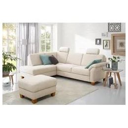 Ecksofa Home Affaire "Borkum L-Form" Sofas Gr. B/H/T: 249cm x 87cm x 189cm, Struktur, Ottomane links, mit Bettfunktion, beige (natur) mit Federkern, wahlweise Bettfunktion