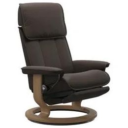 Relaxsessel stressless "Admiral" Sessel Gr. Leder BATICK, PowerTM Leg & Back-ohne Akku-Classic Base Eiche, B/H/T: 87 cm x 101 cm x 78 cm, braun (brown batick) verstellbar, optional 2-motorisch, Größe M & L, Gestell Eiche