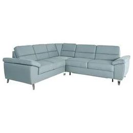 Sit & More Ecksofa SIT & MORE "Sorano L-Form" Sofas Gr. B/H/T: 249cm x 88cm x 229cm, Struktur fein, langer Schenkel rechts, mit Bettfunktion-ohne Bettkasten, blau (aqua) wahlweise mit Bett- und Relaxfunktion, inkl. Bettkasten