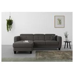 Sit & More Ecksofa SIT & MORE "Belluci L-Form", grau (dunkelgrau), B:247cm H:85cm T:170cm, Sofas, inklusive Federkern, wahlweise mit Bettfunktion und Bettkasten