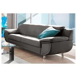 3-Sitzer Trendmanufaktur "Rondo, Breite 207 cm, breite Armlehnen, Füße chromfarben" Sofas Gr. B/H/T: 207cm x 85cm x 94cm, Kunstleder SOFTLUX, Mit Federkern, braun Big-Sofa wahlweise mit Federkern, in verschiedenen Bezügen bestellbar