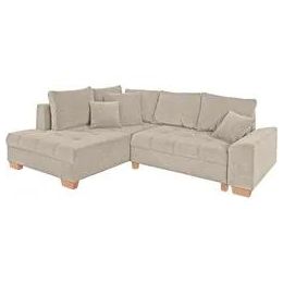 Ecksofa Inosign "Nikita II, L-Form" Sofas Gr. B/H/T: 240cm x 86cm x 186cm, Aqua Clean Pascha, Ottomane links, ohne Funktion, beige (natur) mit Kaltschaumpolsterung, wahlweise Bett und Bettkasten