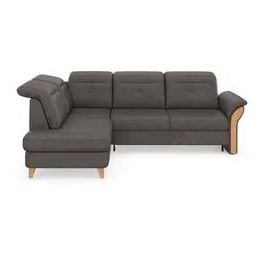 Ecksofa Home Affaire "Dangast L-Form" Sofas Gr. B/H/T: 269cm x 92cm x 200cm, Luxus-Microfaser in Lederoptik, Ottomane links, mit Bettfunktion und Bettkasten-ohne Relaxfunktion, grau (anthrazit) Kopfteilverstellung, wahlweise mit motorischer Relaxfunktion