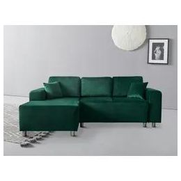 Guido Maria Kretschmer Home & Living Ecksofa GUIDO MARIA KRETSCHMER HOME & LIVING "Györ" Sofas Gr. B/H/T: 235cm x 88cm x 160cm, Samtoptik, Recamiere links, mit Bettfunktion-mit Bettkasten, grün (dunkelgrün) L-Form, wahlweise mit Bettfunktion und Bettkasten incl. 2 Zierkissen