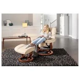 Relaxsessel stressless "Ruby", beige (cream batick), B:79cm H:98cm T:76cm, Leder BATICK: BATICK ist ein leicht korrigiertes, durchgefärbtes und genarbtes Möbelleder, bei dem die meisten Unebenheiten und Spuren in der Regel entfernt wurden., Leder PALOMA: PALOMA ist ein durchgefärbtes Semianilin-Möbelleder mit natürlicher Narbung., Sessel, mit Classic Base, Größe M, Gestell Eiche, Wenge, Braun & Sc