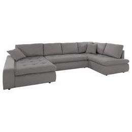 Wohnlandschaft Trendmanufaktur "Indie II, tolle Detailverarbeitung, bequem und komfortabel im Sitz" Sofas Gr. B/H/T: 335cm x 86cm x 179cm, Struktur fein, Recamiere links, mit Bettfunktion, grau wahlweise mit Bettfunktion, U-Form