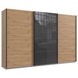 Schwebetürenschrank wimex "Norderstedt" Schränke Gr. B/H/T: 313cm x 210cm x 64cm, 3 St., grau (artisan eiche nachbildung/ glas grey) INKLUSIVE 2 Stoffboxen und zusätzliche Einlegeböden, mit Glastür