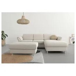 Sit & More Ecksofa SIT & MORE "Apulia L-Form" Sofas Gr. B/H/T: 250cm x 78cm x 185cm, Struktur weich, Recamiere rechts, ohne Bettfunktion-ohne Bettkasten-mit Armteilverstellung-mit Kopfteilverstellung, beige (creme) wahlweise Bettfunktion, Bettkasten und Kopf- Armteilverstellung