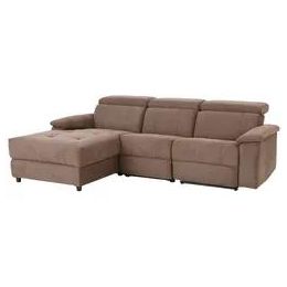 Ecksofa Home Affaire "Binado, L-Form" Sofas Gr. B/T: 252cm x 164cm, Webstoff, Recamiere links, mit manueller Relaxfunktion-ohne USB-Anschluß, braun mit manueller oder elektrischer Relaxfunktion USB-Anschluss