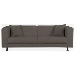 3-Sitzer Inosign "Bengo" Sofas Gr. B/H/T: 202cm x 68cm x 88cm, Kunstleder, braun (schlamm) mit Steppung im Sitz- und Rückenbereich, incl. Zierkissen