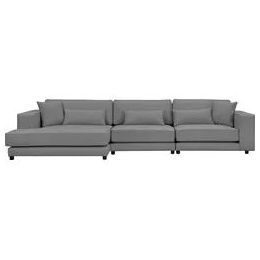 Ecksofa OTTO products "Grenette L-Form" Sofas Gr. B/H/T: 326cm x 77cm x 154cm, Struktur (recyceltes Polyester), Ottomane links, grau (anthrazit) Modulsofa, im Baumwoll-Leinenmix oder aus recycelten Stoffen